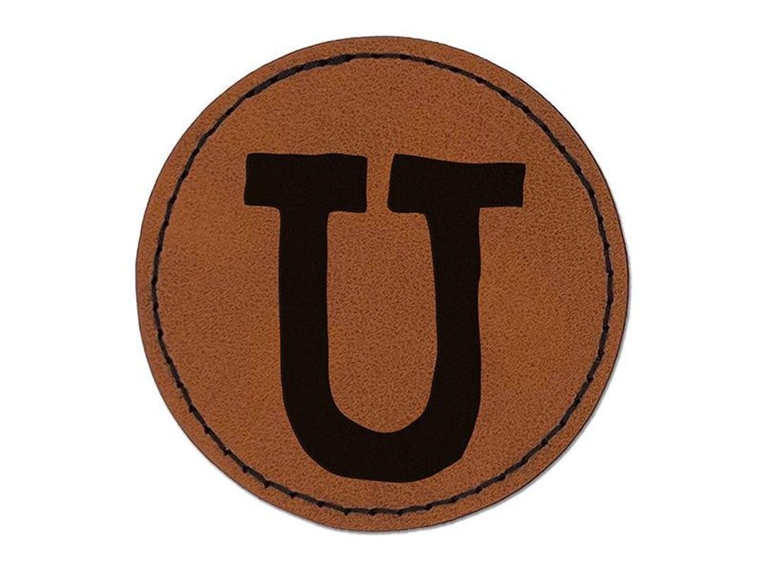 Letter U Uppercase Cute Typewriter Font Round Iron-on Engraved Faux ...