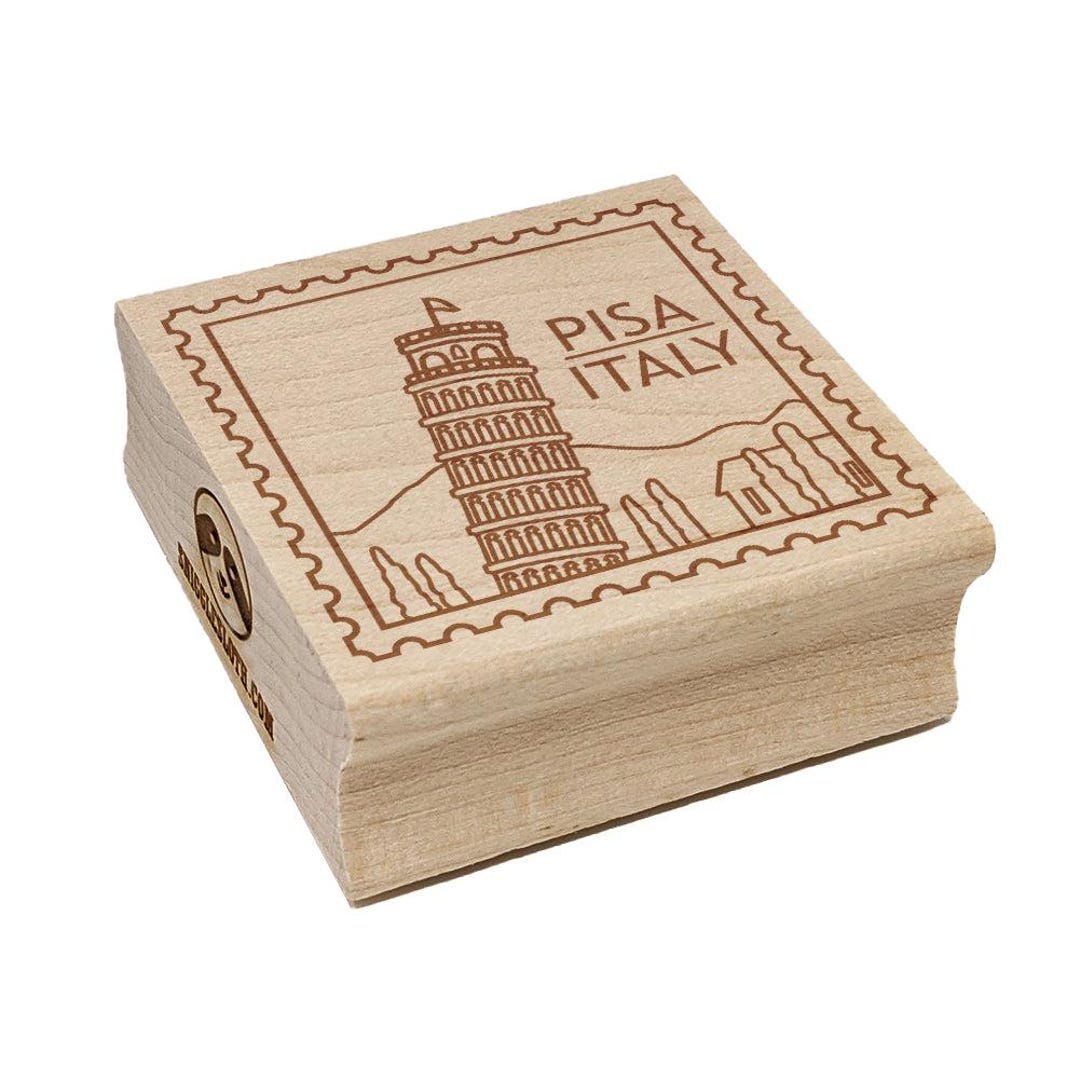 Leaning Tower of Pisa Italy Destination Travel Square Rubber Stamp for ...