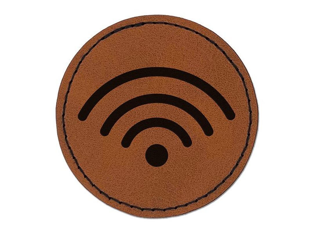 Internet Wifi Symbol Round Iron-on Engraved Faux Leather Patch Applique ...