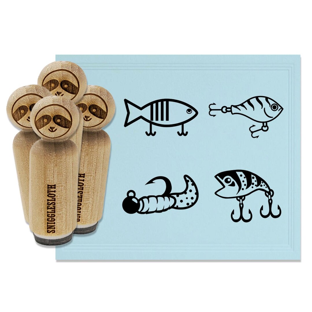Fish Fishing Lures Bait Hook Rubber Stamp Set for Stamping Crafting ...