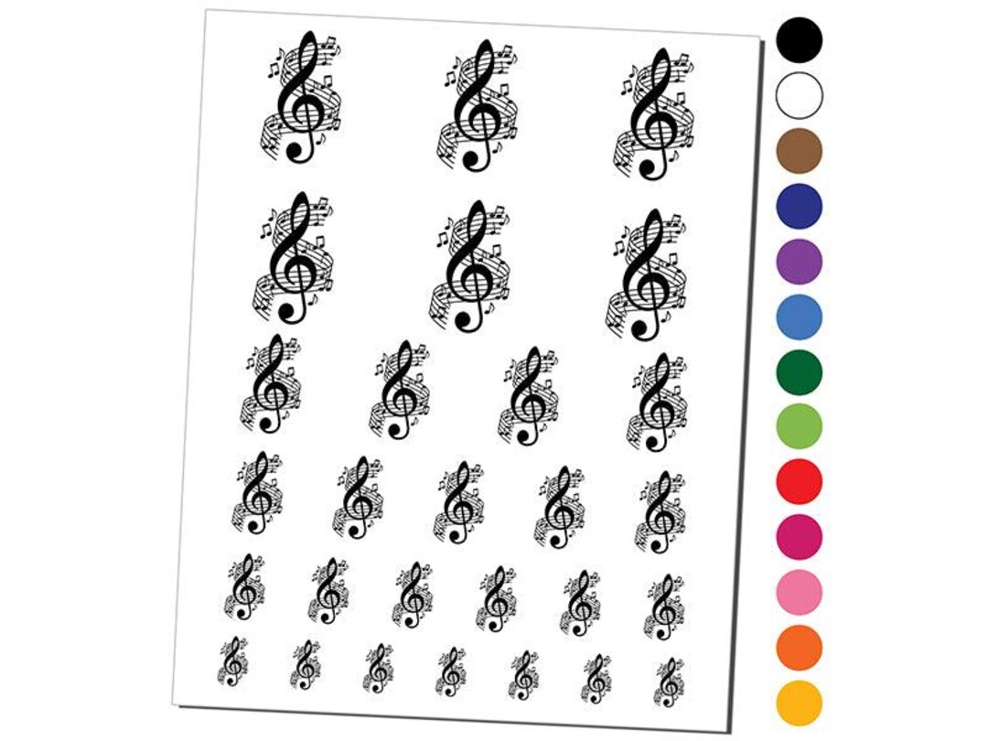 Fancy Treble Clef Music Temporary Tattoo Water Resistant Fake Body Art ...
