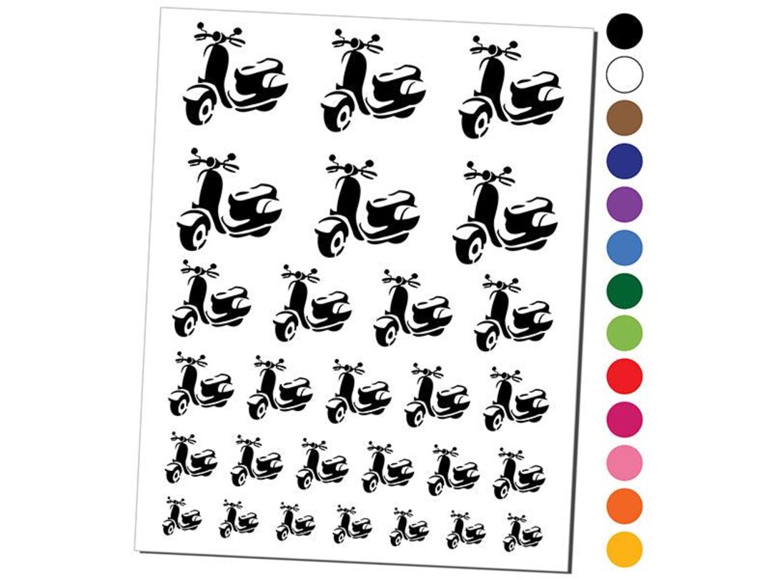 Moped Motor Scooter Motorcycle Vehicle Temporary Tattoo Water Resistant ...