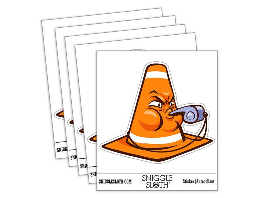 Angry Traffic Cone Blowing Whistle Waterproof Vinyl Phone Tablet Laptop ...