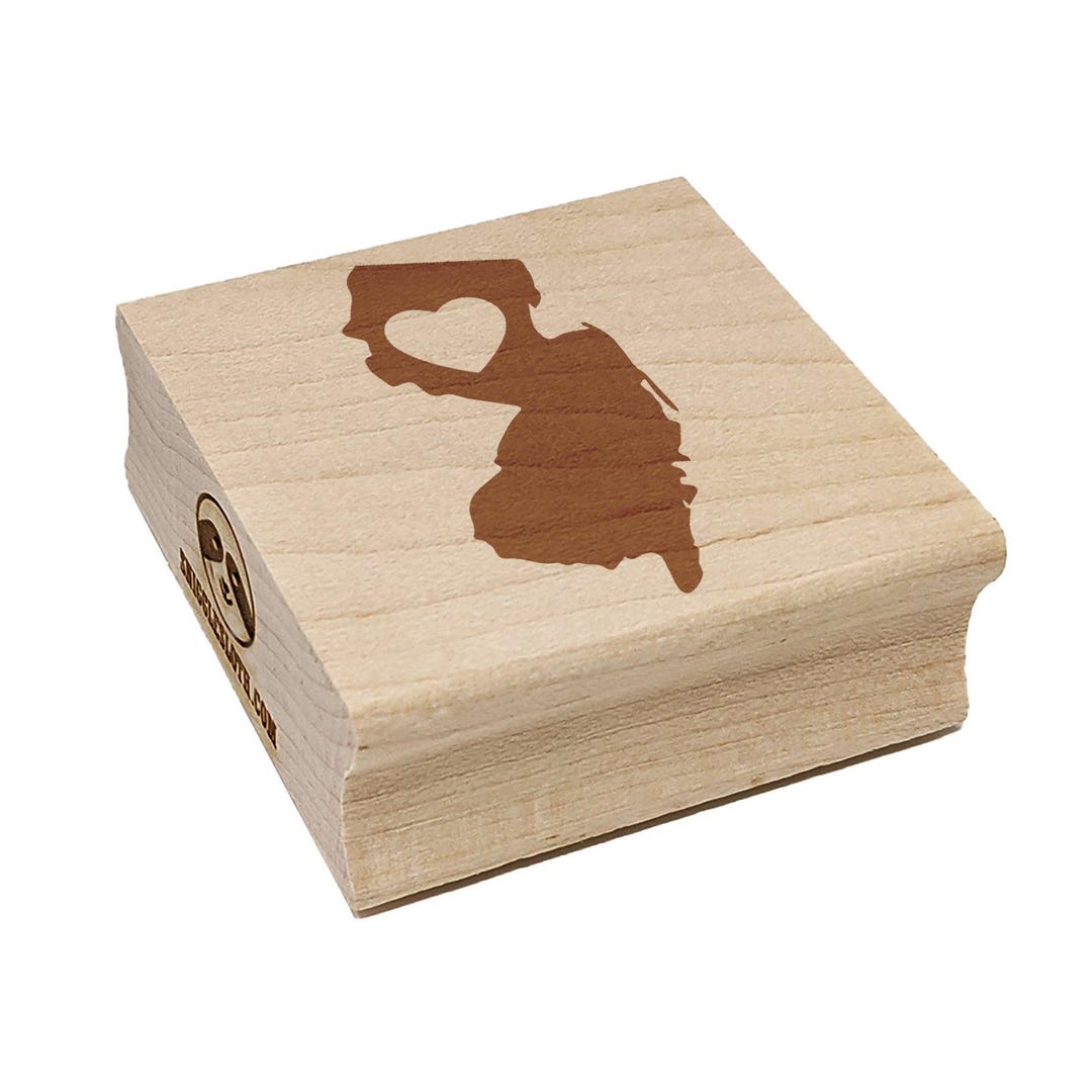 New Jersey State With Heart Square Rubber Stamp for Stamping Crafting ...