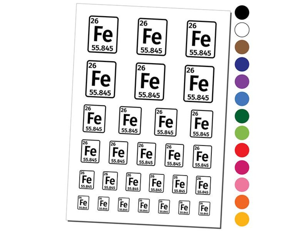 Iron Periodic Table of Elements Science Chemistry Temporary Tattoo ...