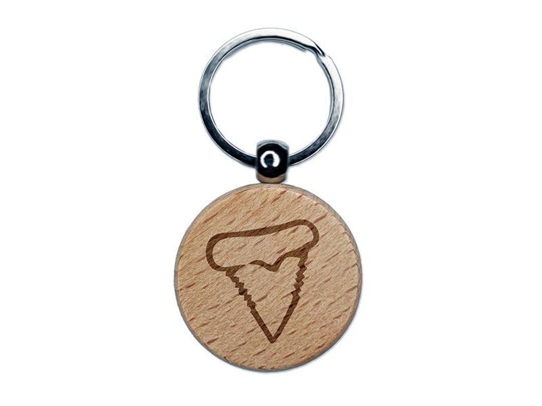 Shark Tooth Fang Engraved Wood Round Keychain Tag Charm - Etsy