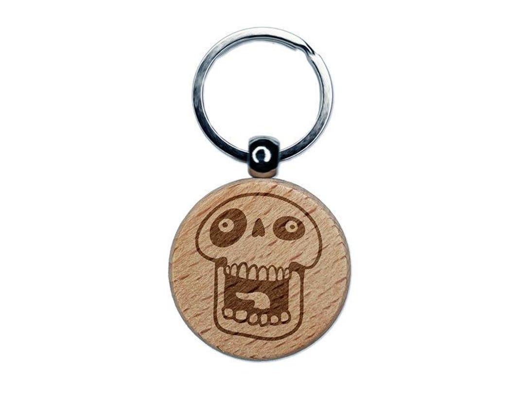 Laughing Silly Cartoon Skull Bones Character Engraved Wood Round ...