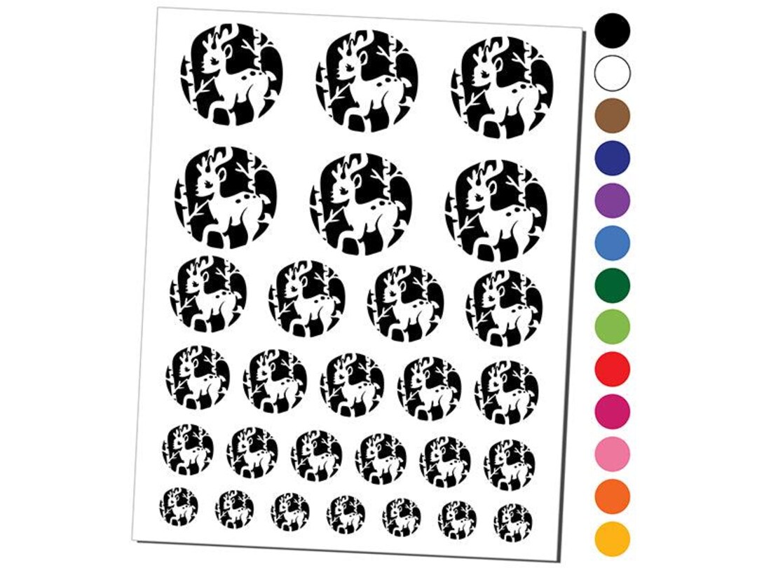 Reindeer in Birch Forest With Trees Temporary Tattoo Water Resistant ...