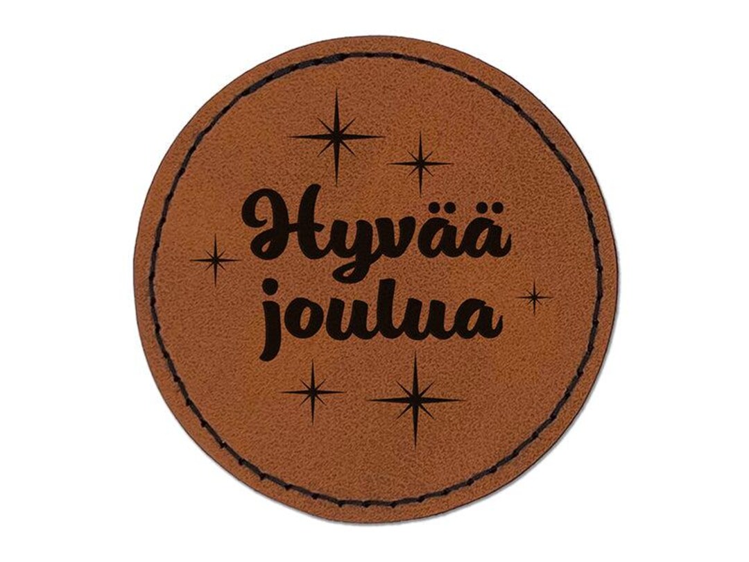Hyvaa Joulua Merry Christmas Finnish Starburst Round Iron-on Engraved ...