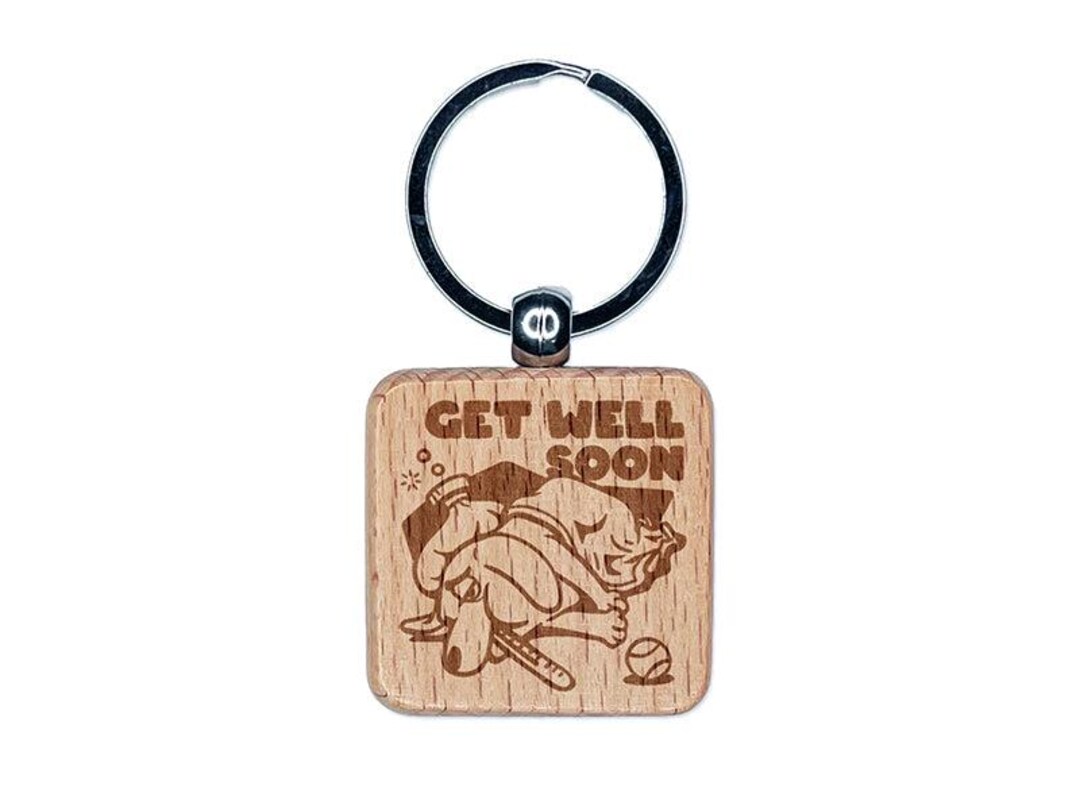 Sick Dog Get Well Soon Engraved Wood Square Keychain Tag Charm - Etsy