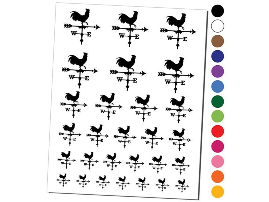 Rooster Chicken Weathervane Temporary Tattoo Water Resistant Fake Body ...