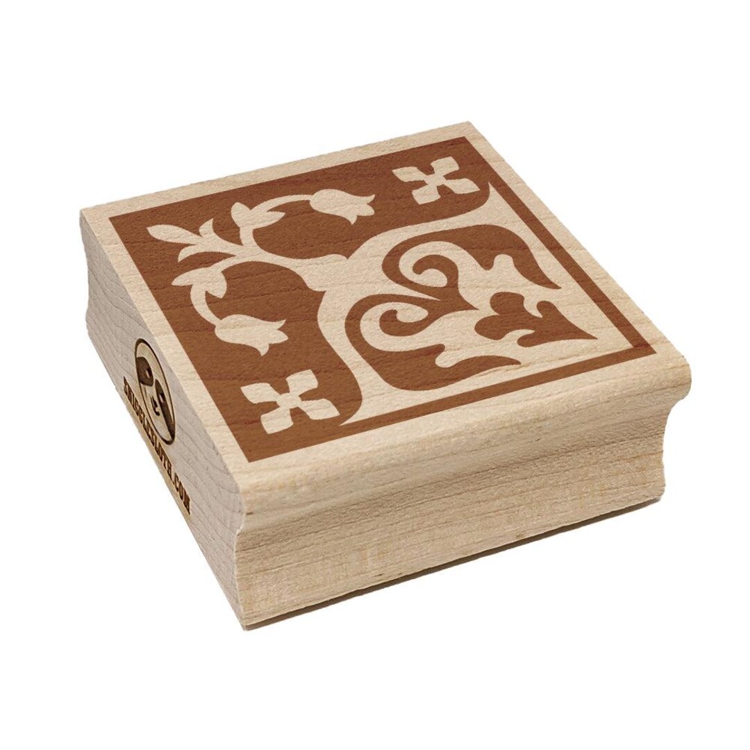 Arabesque Floral Corner Pattern Tile Square Rubber Stamp for Stamping ...