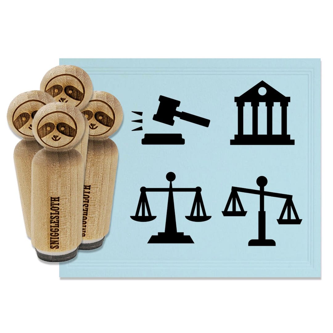 Lawyer Judge Legal Scales of Justice Gavel Courthouse Rubber Stamp Set ...
