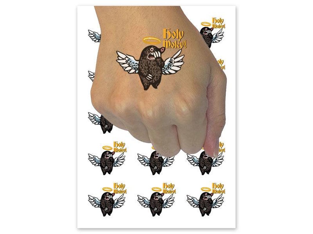 Holy Moley Angel Mole Wings and Halo Temporary Tattoo Water Resistant ...