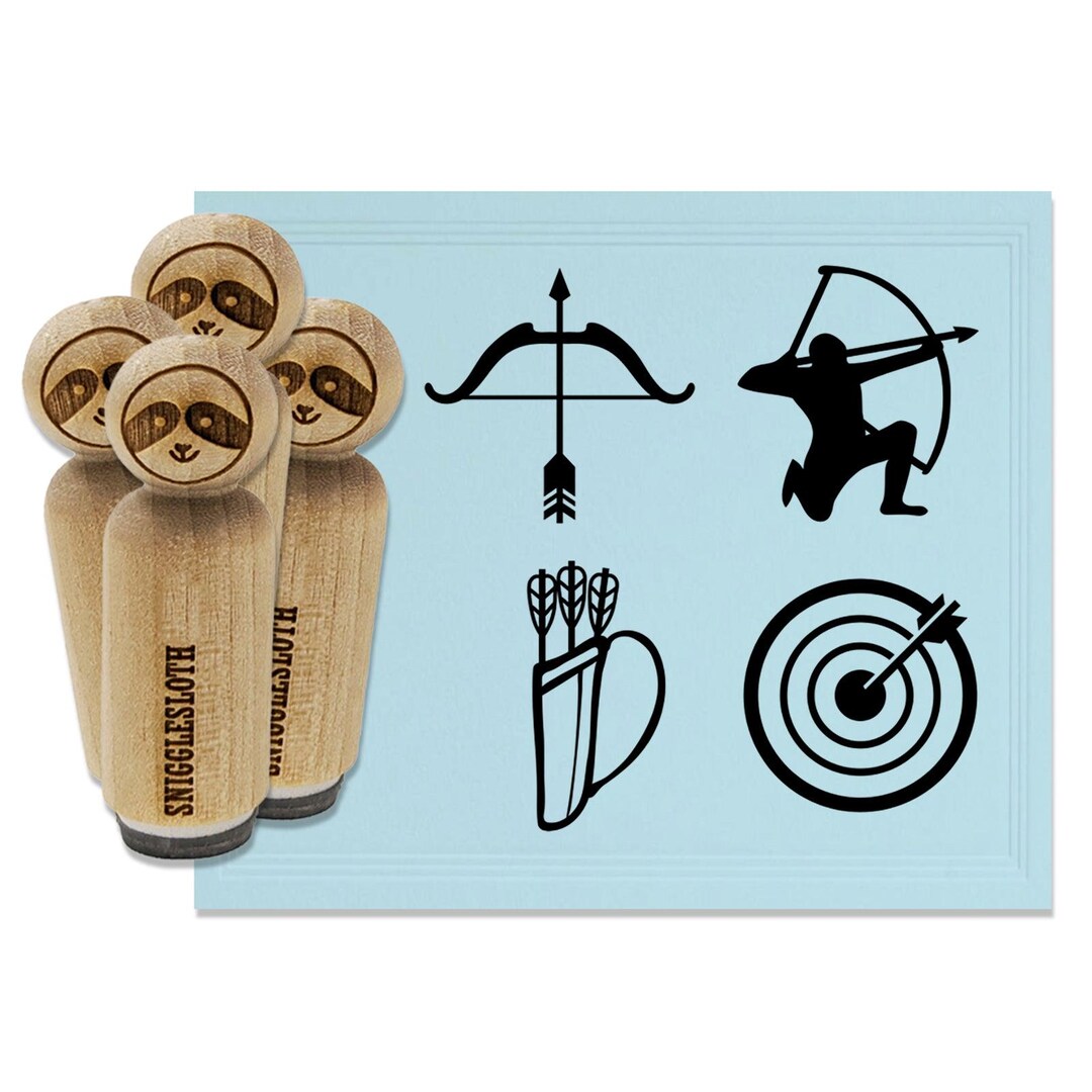 Archery Archer Quiver Target Bow Arrows Rubber Stamp Set for Stamping ...