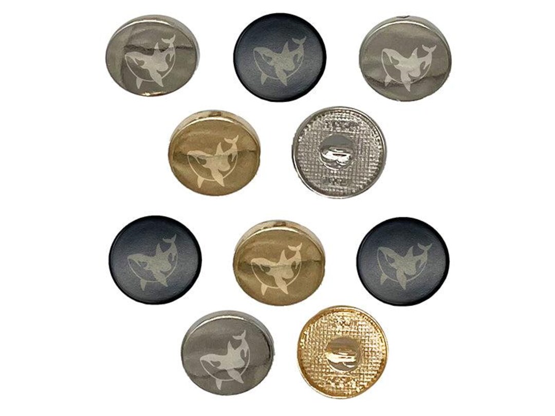 Orca Killer Whale Swimming 0.6 15mm Round Metal Shank Buttons for ...