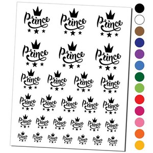 Prince Cursive With Crown and Stars Temporary Tattoo Water Resistant ...