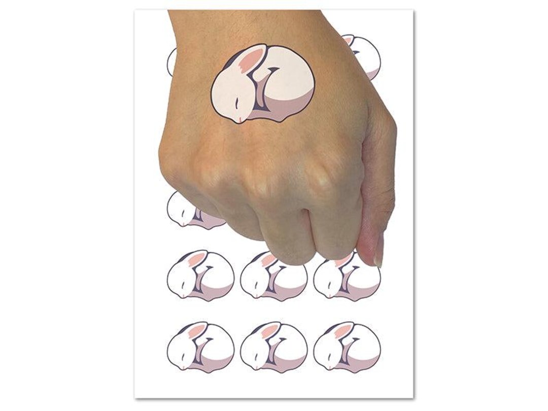 Sleeping Baby Bunny Rabbit Temporary Tattoo Water Resistant Fake Body ...