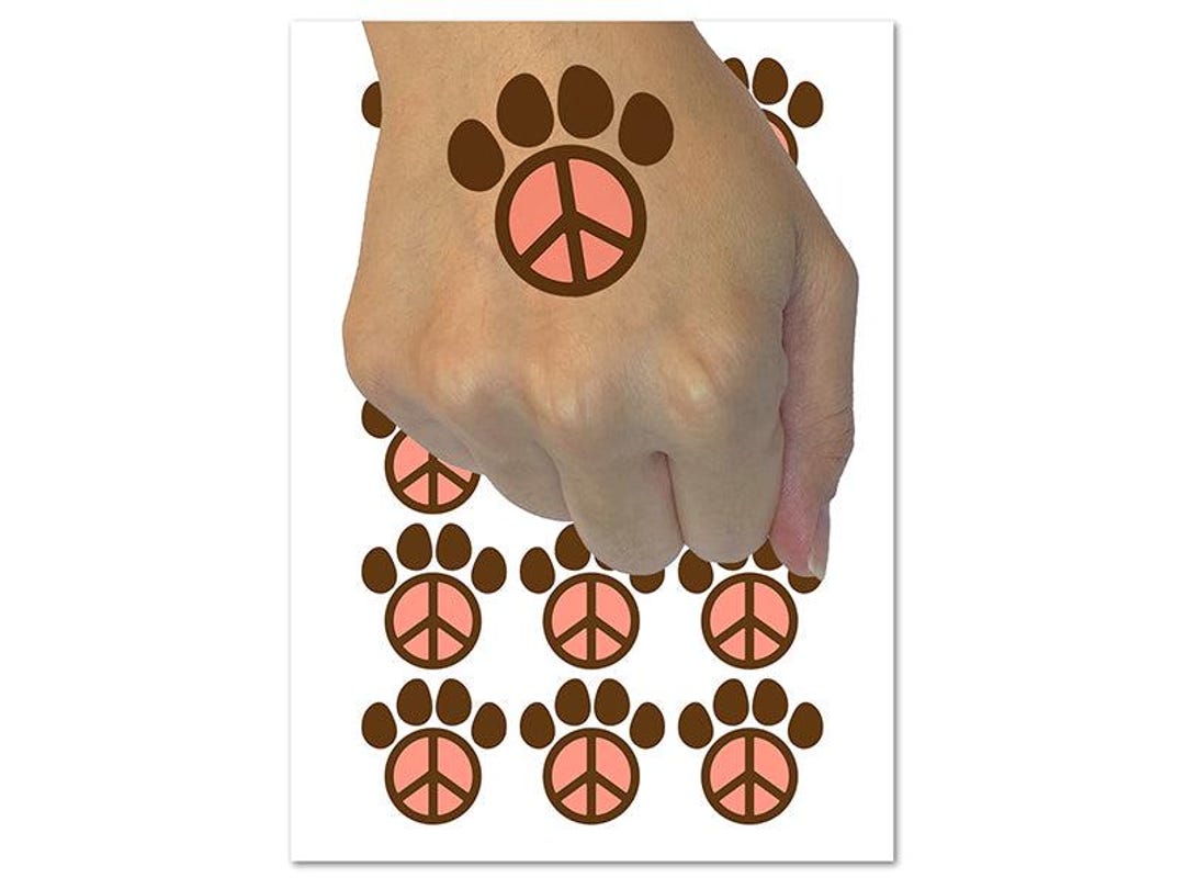 Paw Print Dog Cat Peace Sign Temporary Tattoo Water Resistant Fake Body ...