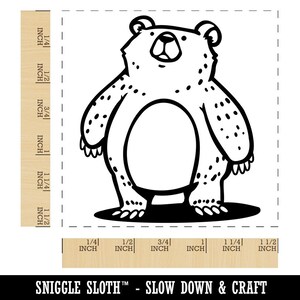 Sketchy Chubby Standing Grizzly Bear Self-inking Rubber Stamp Ink ...