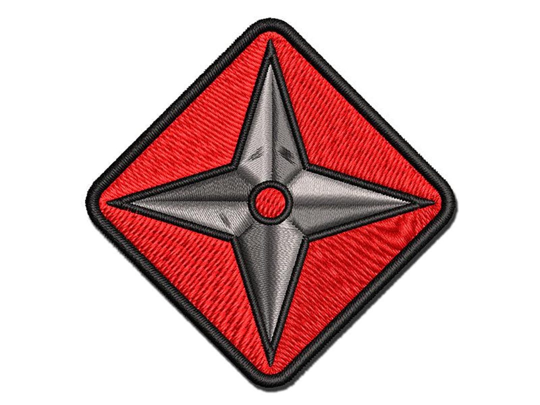 Four Point Ninja Star Multi-color Embroidered Iron-on or Hook & Loop ...