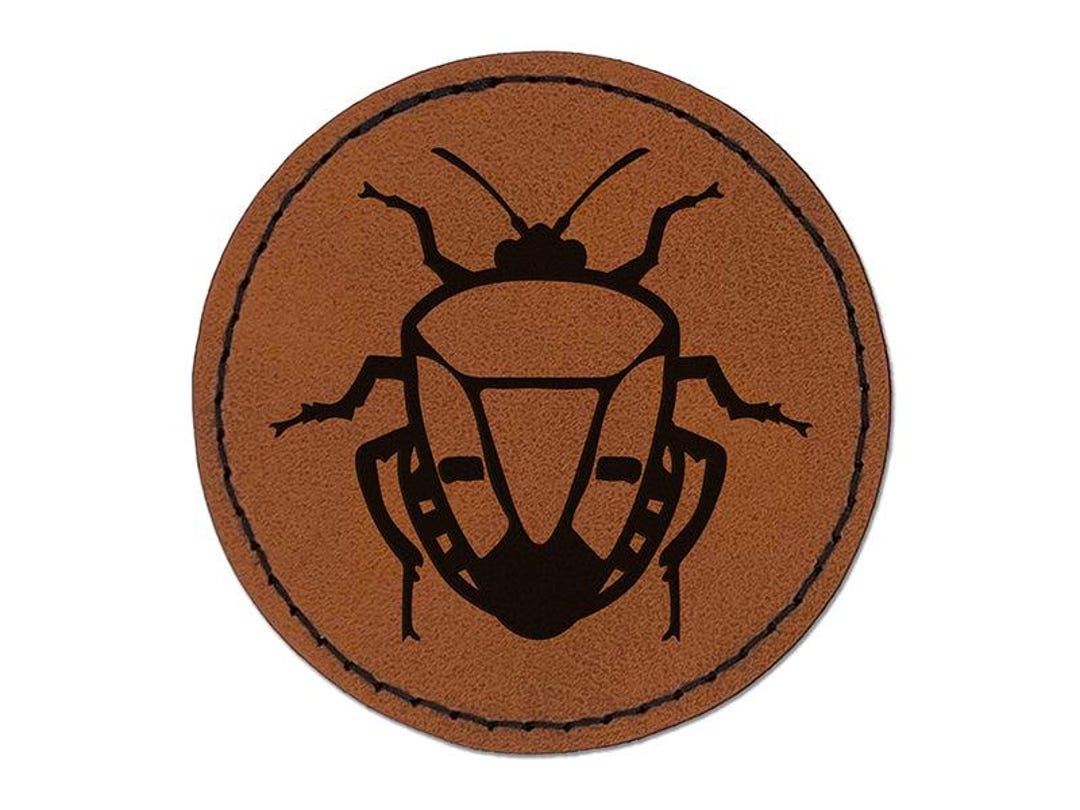 Man Faced Stink Bug Insect Round Iron-on Engraved Faux Leather Patch ...