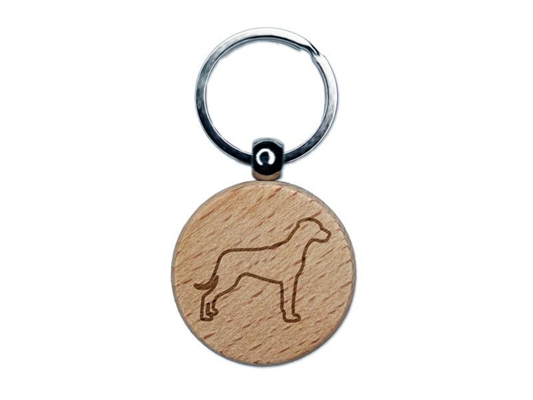Rhodesian Ridgeback Dog Outline Engraved Wood Round Keychain Tag Charm ...