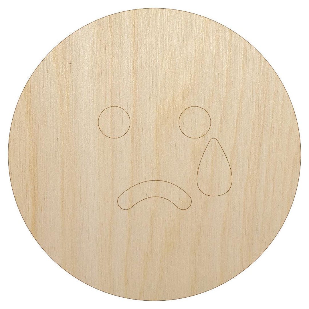 Sad Tear Crying Frown Face Emoticon Unfinished Wood Shape Piece Cutout ...