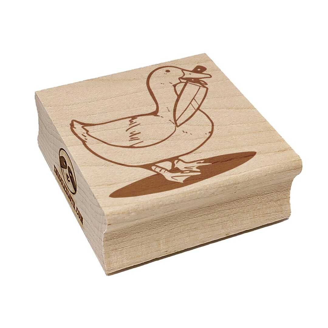 Duck With Kitchen Knife Square Rubber Stamp for Stamping Crafting - Etsy