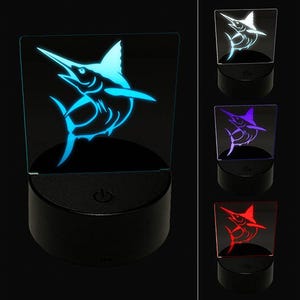 Jumping Marlin Fish 3D Illusion LED Night Light Sign Nightstand Desk ...