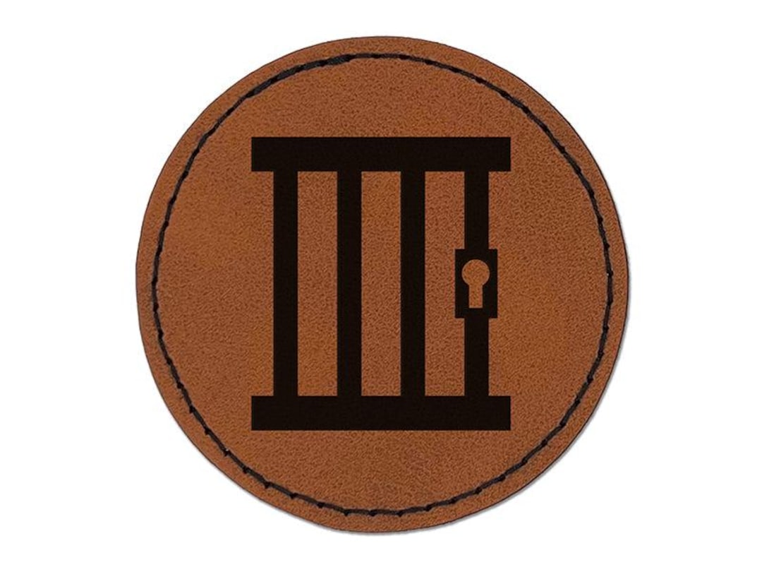 Jail Prison Police Law Enforcement Round Iron-on Engraved Faux Leather ...