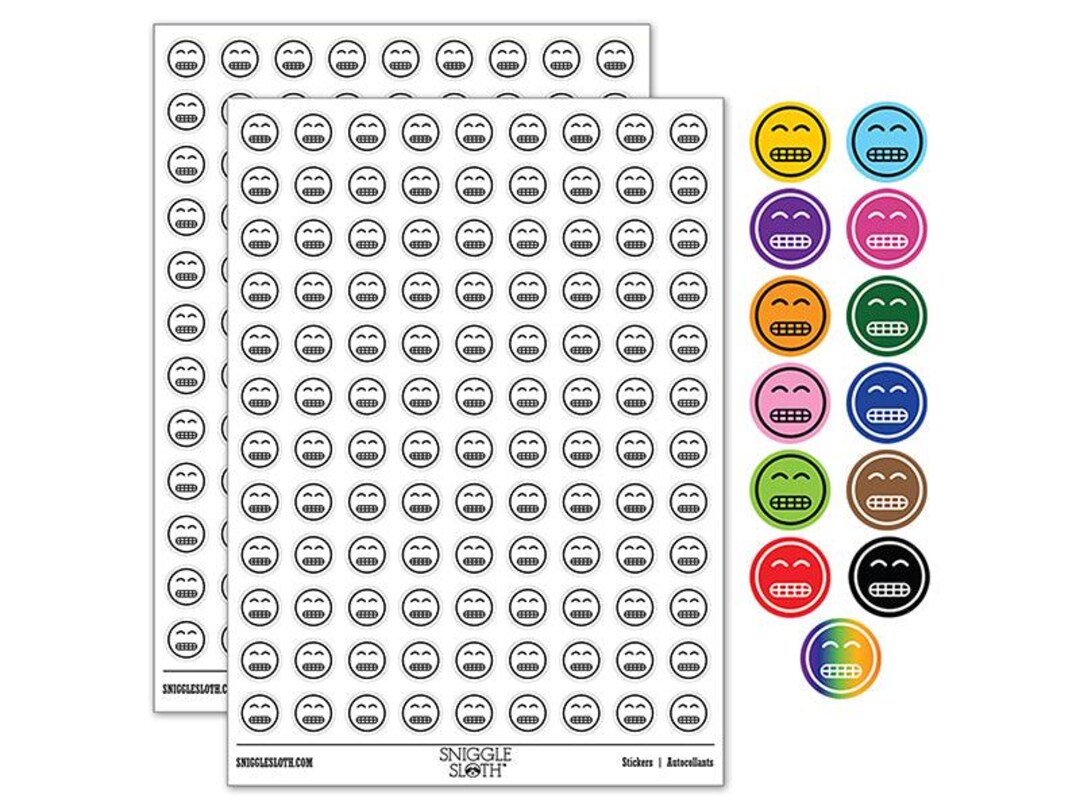 Grimace Face Sheepish Emoticon 200+ 0.50 Inch Round Stickers - Etsy