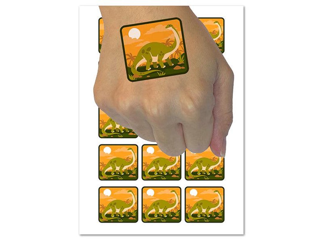 Brontosaurus Dinosaur Temporary Tattoo Water Resistant Fake Body Art ...
