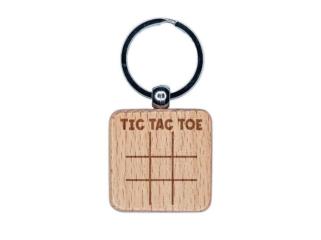 Tic Tac Toe Fill in Game Engraved Wood Square Keychain Tag Charm - Etsy