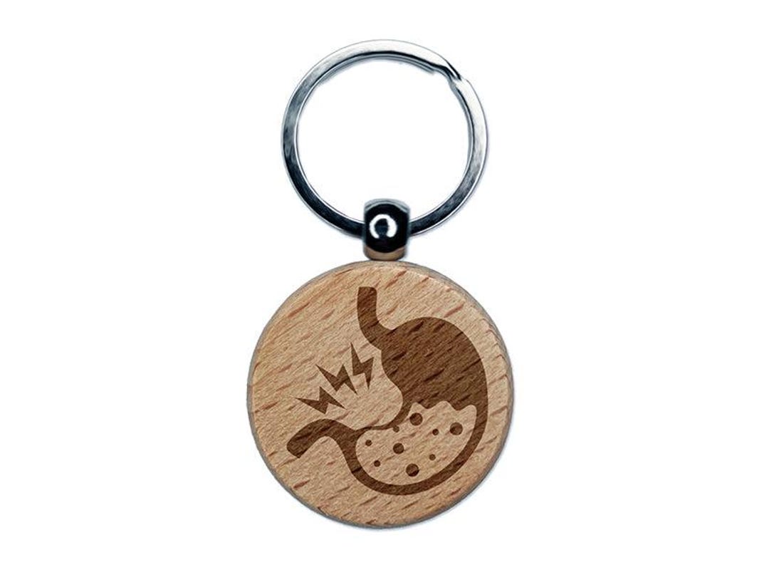 Stomach Ache Pain Anatomy Organ Body Part Engraved Wood Round Keychain ...