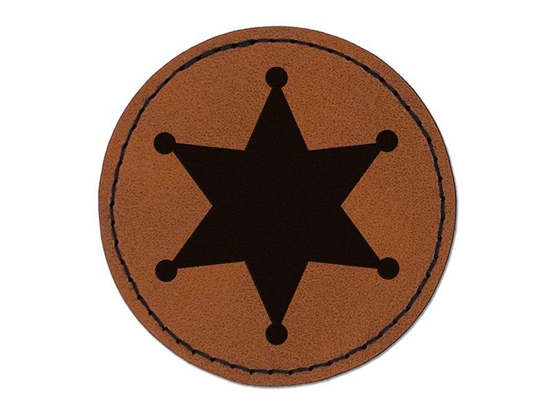 Sheriff Policeman Badge Round Iron-on Engraved Faux Leather Patch ...