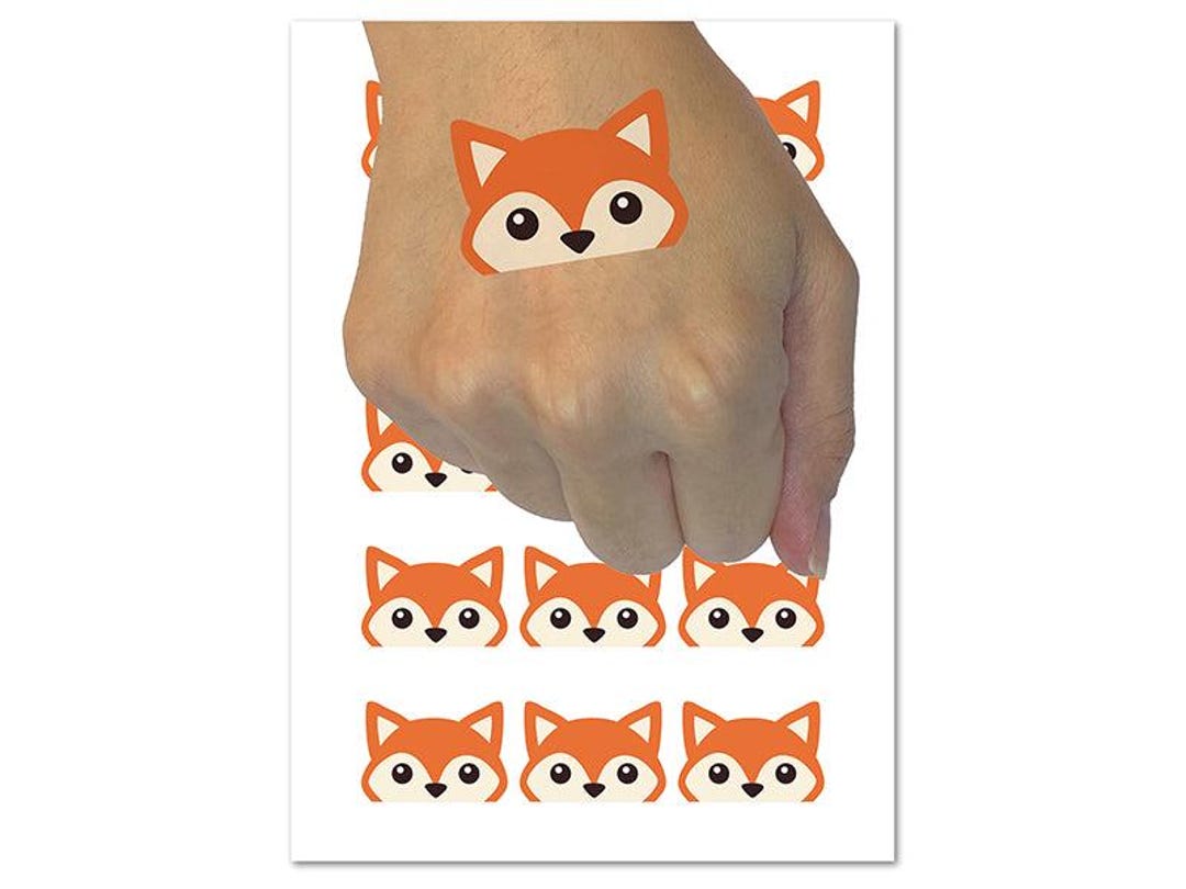 Peeking Fox Temporary Tattoo Water Resistant Fake Body Art Set ...