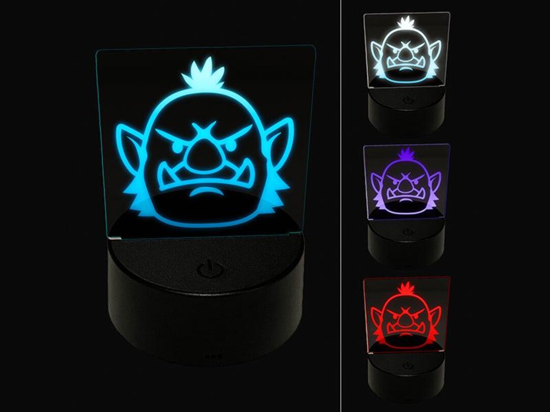 Orc Male Character Face 3D Illusion LED Night Light Sign Nightstand ...