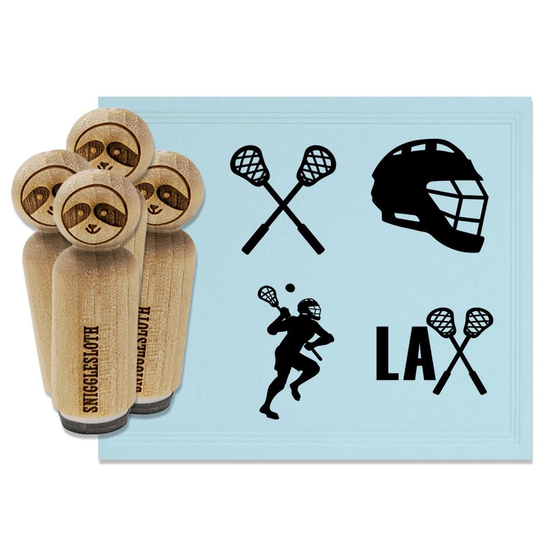 Lacrosse LAX Crossed Sticks Helmet Player Rubber Stamp Set for Stamping ...
