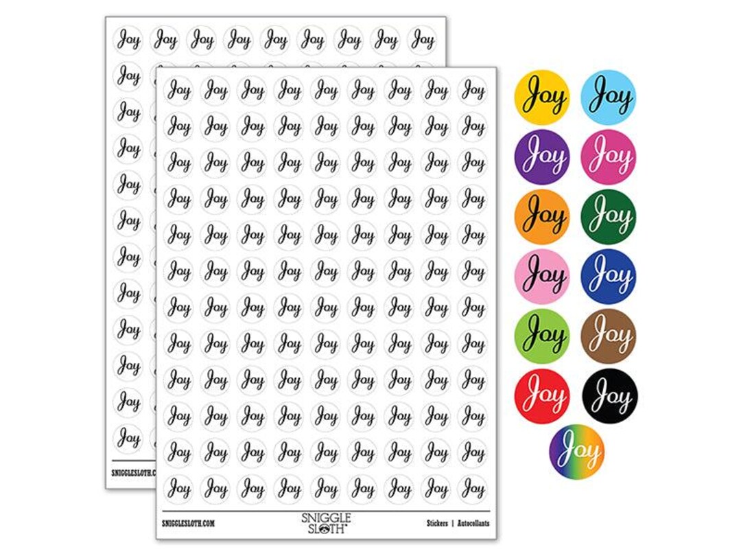 Joy Cursive Text 200+ 0.50 Inch Round Stickers - Etsy