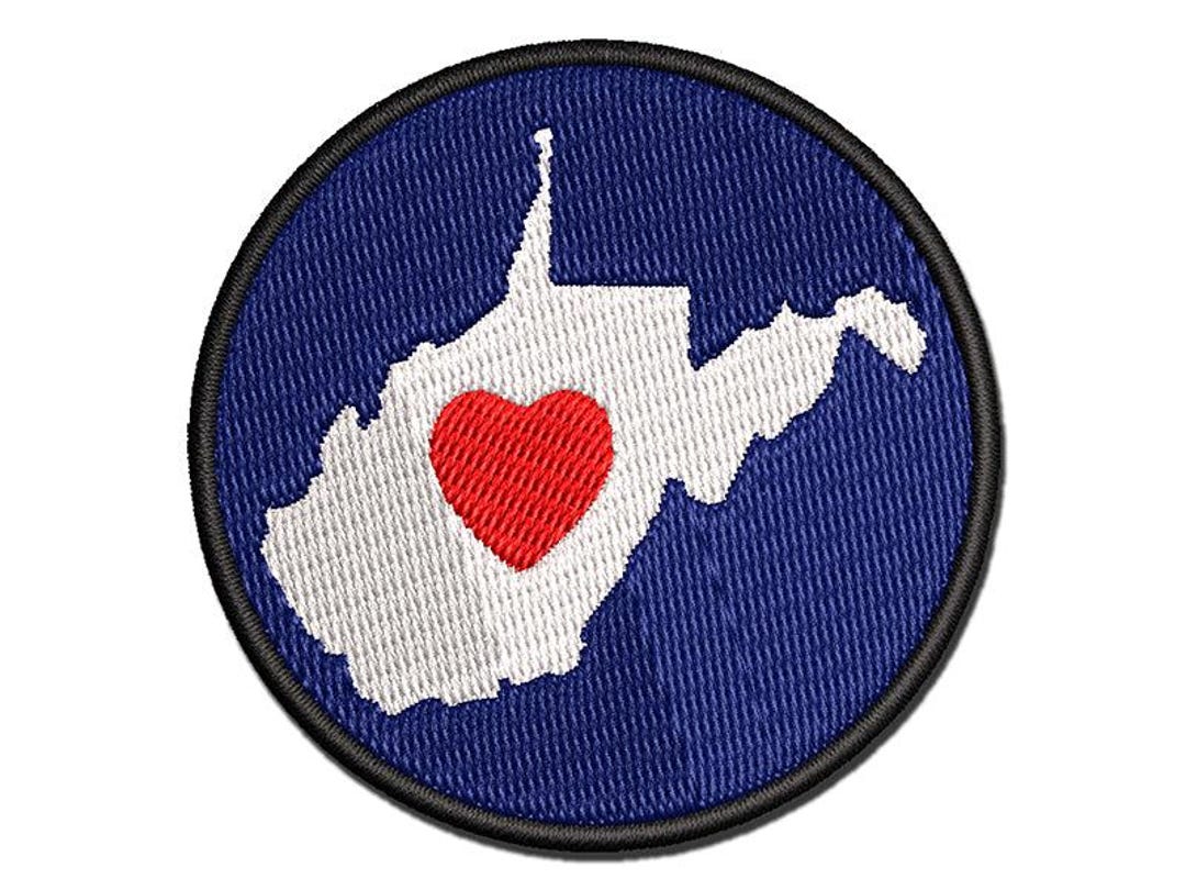 West Virginia State With Heart Multi-color Embroidered Iron-on or Hook ...