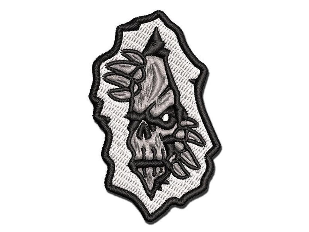 Creepy Skeleton Monster Tearing Through Hole Multi-color Embroidered ...