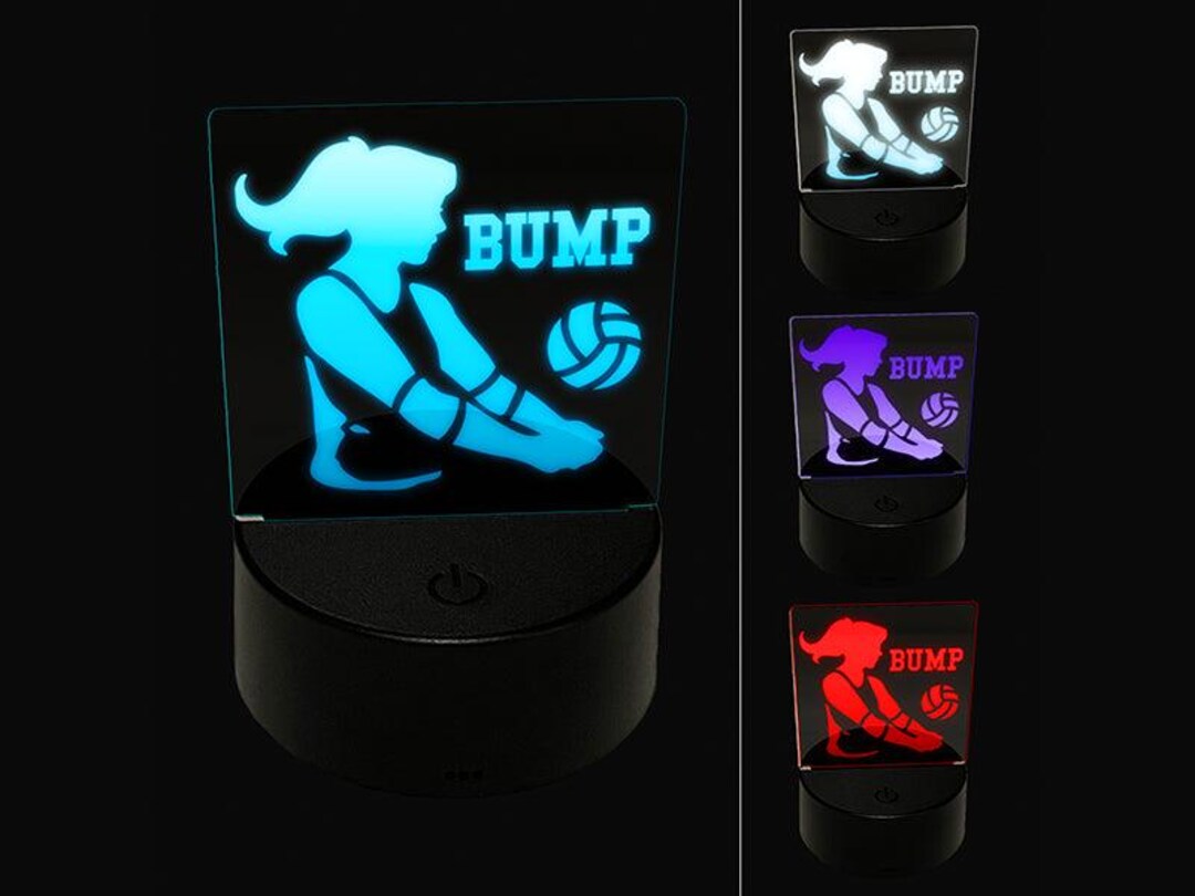 Volleyball Woman Bump Sports Move 3D Illusion LED Night Light Sign ...