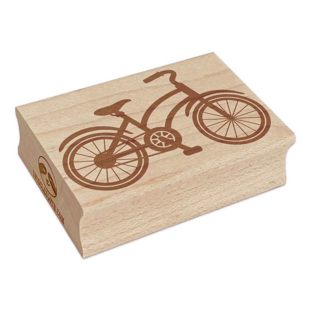 Classic Vintage Bicycle Bike Cyclist Rectangle Rubber Stamp for ...