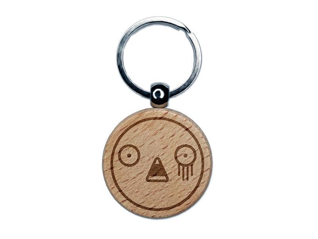 Kawaii Cute Horrified Scared Face Engraved Wood Round Keychain Tag Charm - Etsy