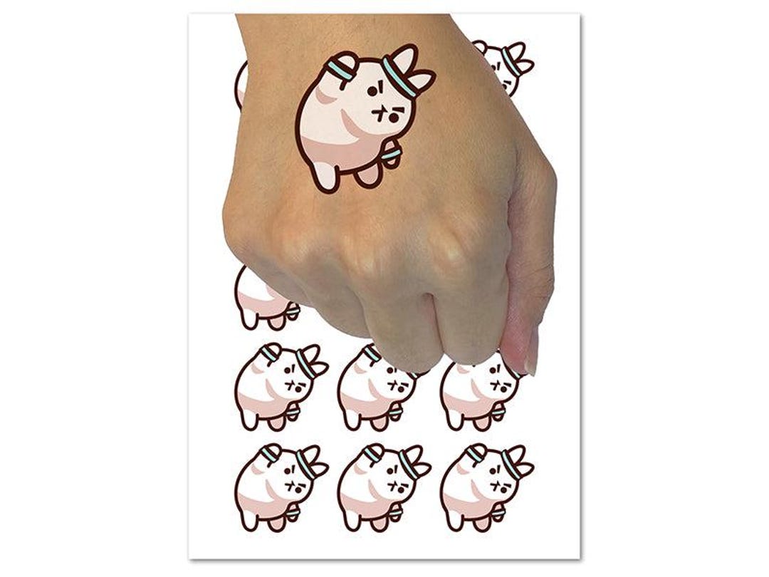 Cute Kawaii Bunny Rabbit Workout Exercise Temporary Tattoo Water ...