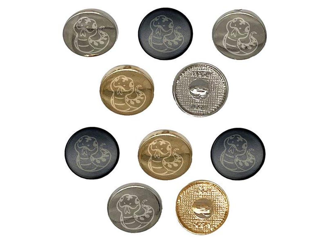 Sassy Snake With Tongue Sticking Out 0.6 15mm Round Metal Shank Buttons ...