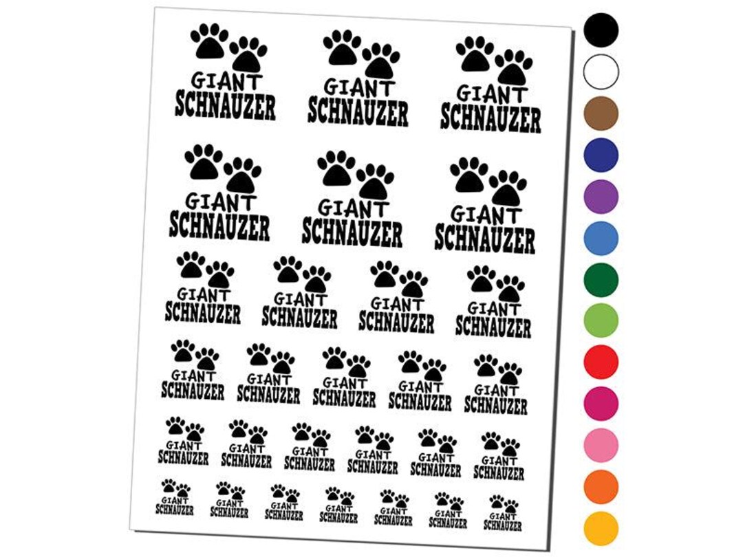 Giant Schnauzer Dog Paw Prints Fun Text Temporary Tattoo Water ...