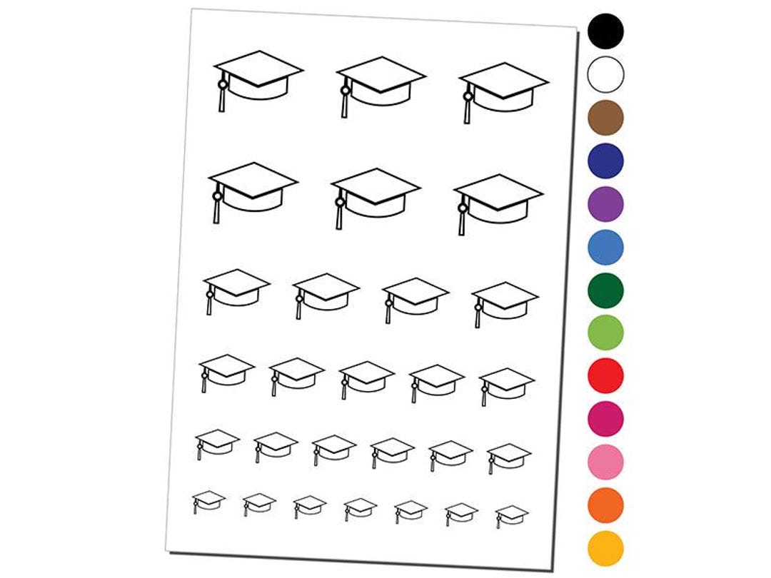 Graduation Cap Hat Temporary Tattoo Water Resistant Fake Body Art Set ...