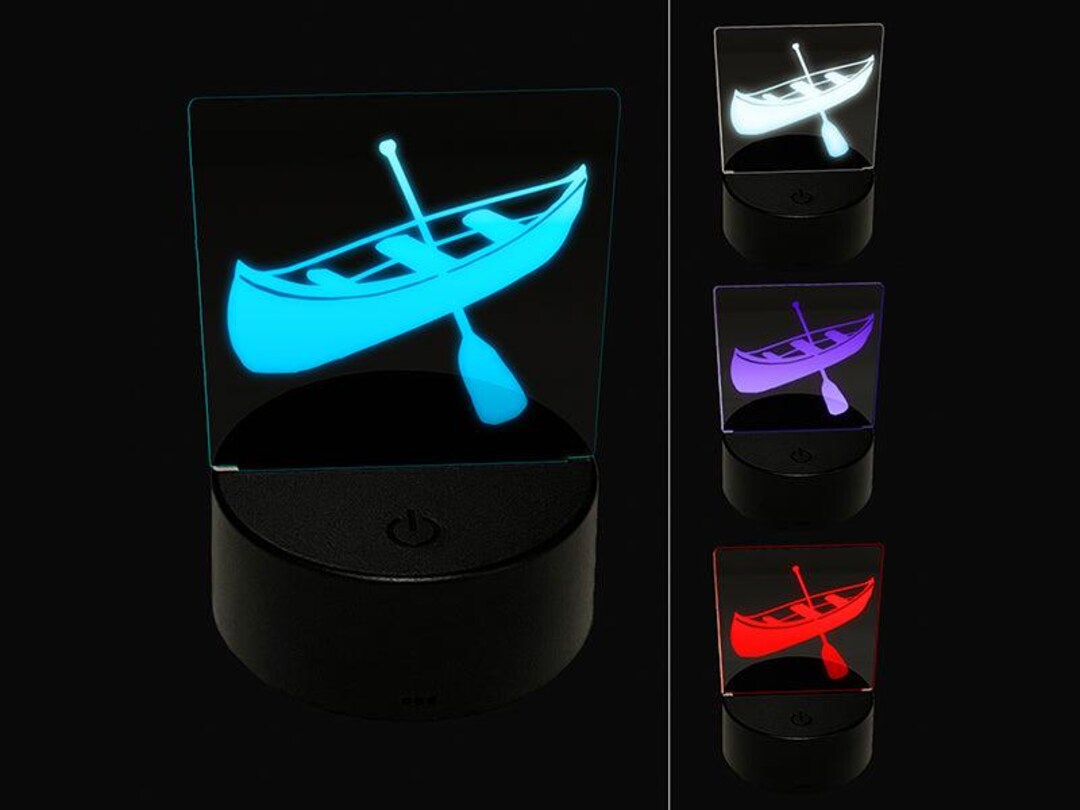 Canoe Water Boat With Paddle 3D Illusion LED Night Light Sign ...